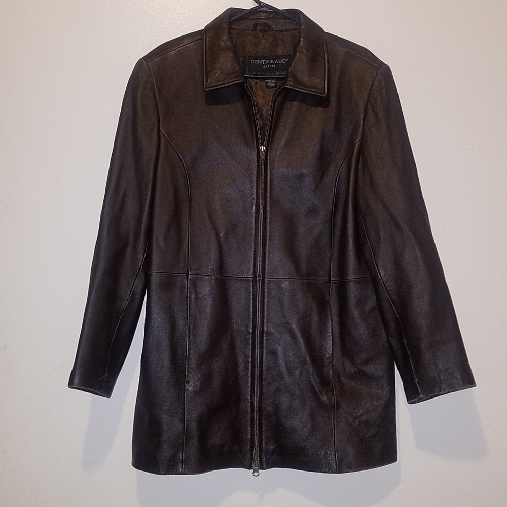 Centigrade 100% Leather Soft Coat Full Zip - Gem